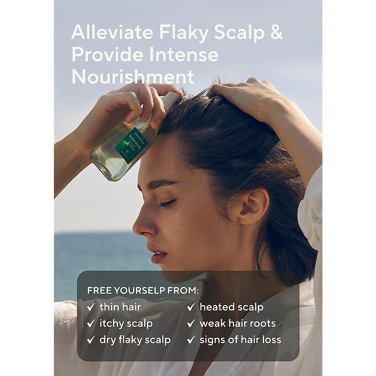 AROMATICA Rosemary Root Enhancer 3.38oz / 100ml – Scalp Nourishing with Food-graded Rosemary Oil – Relieves Itchy, Dry, Flaky Scalp - Free from Sulfate, Silicone, and Paraben