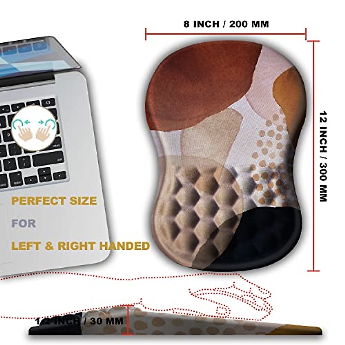 Ergonomic Mouse Pad with Wrist Rest Support, Massage Design Mouse pad Relief Carpal Tunnel Pain, Entire Memory Foam Non-Slip Mouse Pad, Computer Mouse Pads for Wireless Mouse Pad, Cool Boho Stone