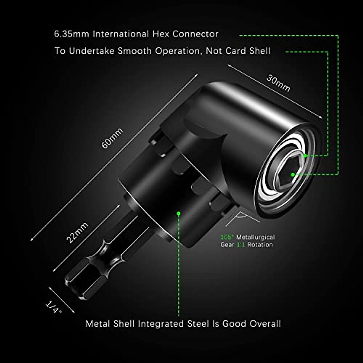 Impact Grade Socket Wrench Adapter Extension Set,3Pcs Hex Socket Adapter Bit+105° Right Angle Drill Attachment Bit Extension 1/4-inch Hex Drive Drill Bit Power Socket Screwdriver Set Holder Adaptor