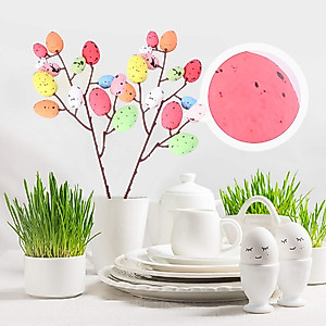 LUOZZY 8pcs Easter Egg Picks Artificial Easter Eggs Branches Flower Picks Fake Eggs Bouquet for Spring Easter Party Garden Yard Home Vase Decor