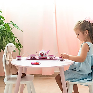 44PCS Tea Set for Little Girls, Kids Pretend Toy Playset, Teapot Dishes Dessert Mini Ice Cream Cart & Carrying Case, Princess Tea Time Kitchen Pretend Play Toys Gift for Toddlers Girls Age 3-8