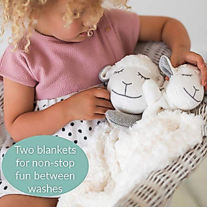 Lovey Security Blanket Gift Set of 2 for Baby Boy or Girl - Sweet Loveys for Babies Blankets with Lamb Stuffed Animals - Ultra Soft, Handmade - The Poppy and Pip Newborn Cuddle Blankie