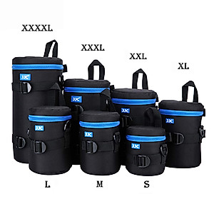JJC Camera Lens Pouch Case for Canon RF 85mm EF-S 55-250mm EF 24-70mm Nikon Nikkor AF 70-300mm & More, Zipper Polyester Lens Protective Bag Interior Size 3.1x6.1”