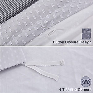 PHF 100% Cotton Tufted Duvet Cover Set Queen Size, 3pcs Boho Textured Jacquard Comforter Cover Set, Decorative Duvet Cover with Pillow Shams Bedding Collection, 90"x 92", Light Grey