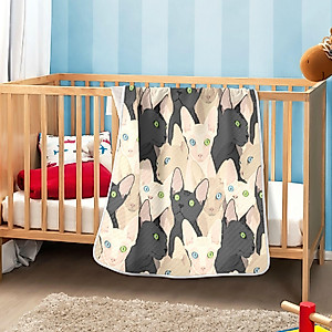 Kigai Sphynx Cats Baby Blanket 30 x 40 Inch Soft and Warm Toddler Bed Blankets Newborn Receiving Blanket for Boys Girls Crib Stroller