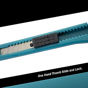 MotoProducts 15 Turquoise Blue Small Retractable Utility Knife Wholesale 5 inch Manual Lock Box Cutter Snap Off Blade