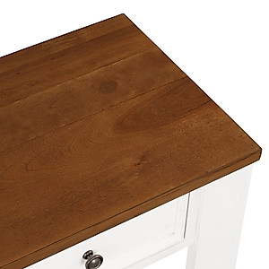 INMOZATA Farmhouse Console Table, 63" Sofa Entryway Table with 4 Drawers and 1 Bottom Shelf for Living Room Entry Way Hallway Furniture,Antique White+Brown