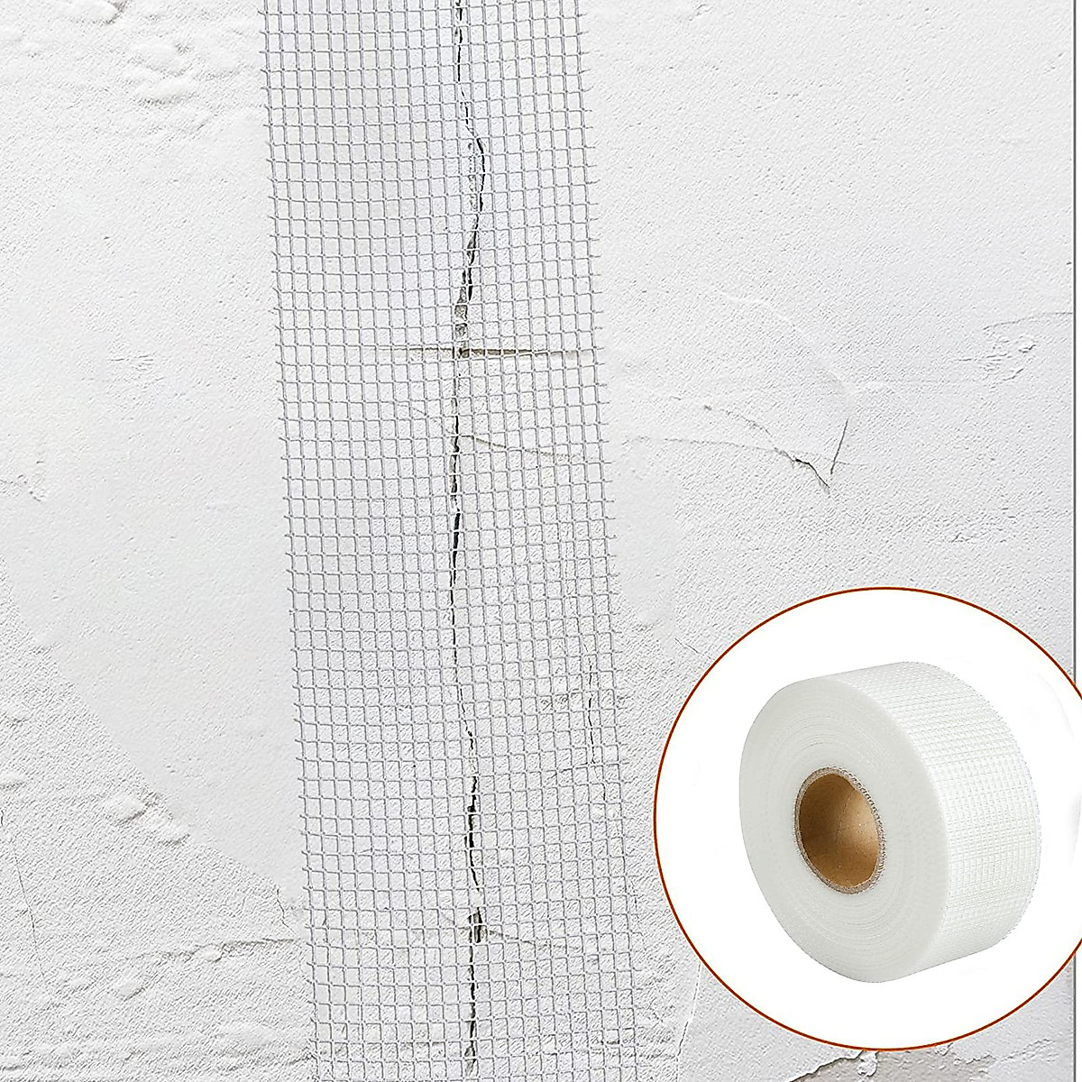 QILIMA Self-Adhesive Fiberglass Drywall Joint Mesh Tape, Fiber Mesh Crack Patch Wall Repair Fabric,2 Inch by 148 Feet White