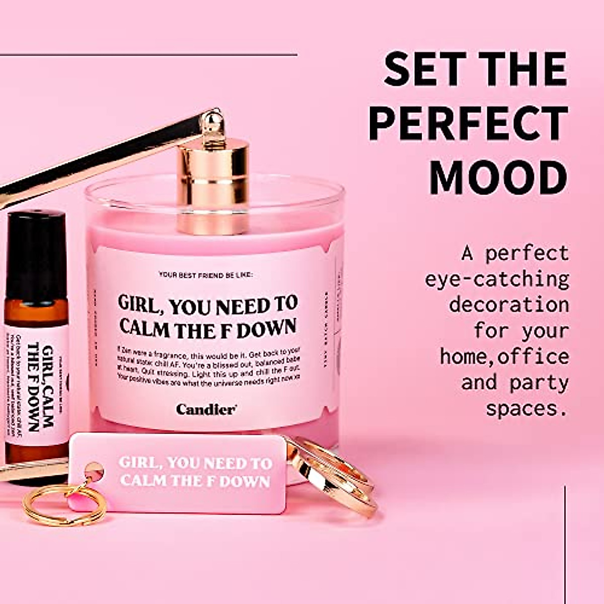 Ryan Porter Calm The F Down Candles - 100% Natural & Vegan - Made of Hand-Poured Soy Wax & Cotton Wick - Smells Cherry Blossom, Magnolia & More - Decor Glass Candles - No Parabens, Phthalates, Lead