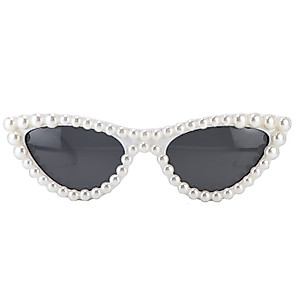 FUPRECIOUS Pearl Cat Eye Sunglasses Womens Cute Fashion Trendy Eyewear