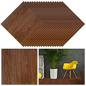 Sasylvia 48 Pcs Peel and Stick Floor Tile Wood Grain Vinyl Flooring Self Adhesive Waterproof Bathroom Floor Tile for Living Bedroom Kitchen Floor, 11.8 x 11.8 Inch,Dark Brown(Fresh Style,Dark Brown)