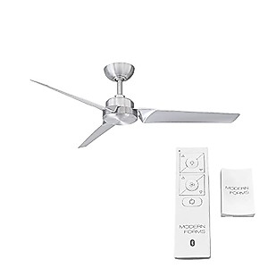 Roboto Smart Indoor and Outdoor 3-Blade Ceiling Fan 52in Brushed Aluminum with Remote Control works with Alexa, Google Assistant, Samsung Things, and iOS or Android App