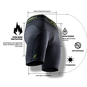 Storelli BodyShield Unisex Turf Burn Sliders | Compression Soccer Sliding Undershorts | Enhanced Lower Body Protection | Black | Youth Extra Large