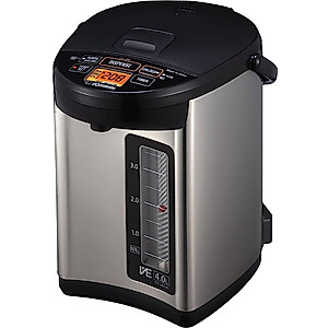 Zojirushi Water Boiler And Warmer 4.0-liter (Black) With Energy Saving Timer and Easy To Clean Non-Stick Stainless Steel Interior Bundle with Container Cleaner Pots (4 Pack) and Tumbler (3 Items)