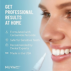 Nuva Dent Sensitive Teeth Whitening Pens - Tooth Whitening Pens Made in USA - 35% Carbamide Peroxide Whitening Gel Teeth Stain Remover - Teeth Whitener, Blanqueador de Dientes Profesional (3 Pcs)