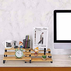 MOOACE 3 Tier Expandable Spice Rack Set, (15.35"-22.2" L) Large 4 Pack Step Shelf Organizer for Cabinet Countertop Pantry Cupboard