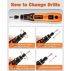 Mini Cordless Rotary Tool kit, ENGiNDOT 3.7V with 32 Accessories, 3-Speed, USB Charging Rotary Tool for Sanding, Polishing, Drilling, Etching，Engraving, DIY Crafts