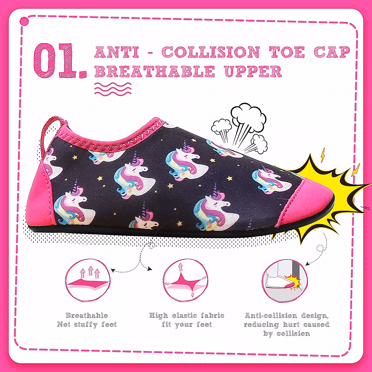 CROVA Kids Water Shoes Aqua Sock Quick Dry Barefoot Sports Non-Slip Shoes for Toddler Boy Girl