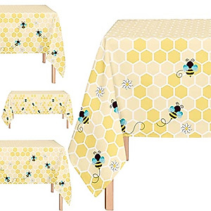 4 Pack Bumblebee Table Cover 54" x 108", Ideal for Birthday , Baby Shower, Gender Reveal, Bee Themed Party Decorations