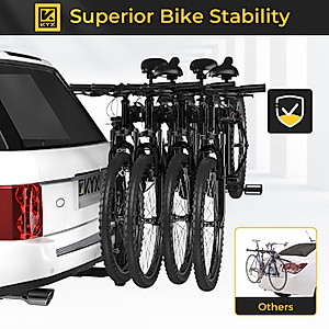 4 Bikes Car Rack, Bicycle Hitch Mount Racks for SUV Truck Vans with 2 in. Hitch Receiver, Foldable Steel Frame, Tilt-Away Mode, Easy Assembly, 143lbs Ultra Load Bearing, Safe Locking