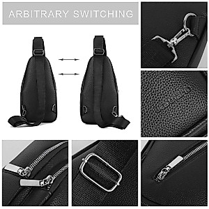 Leathario Men's Leather PU Sling bag Chest bag One shoulder bag Crossbody Bag Backpack for men