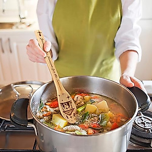 5 Pieces Burned Cooking Utensil Spoon Christmas Wooden Spoons Set Christmas Kitchen Decoration for Christmas Gift House Present Supplies (Religious Style)