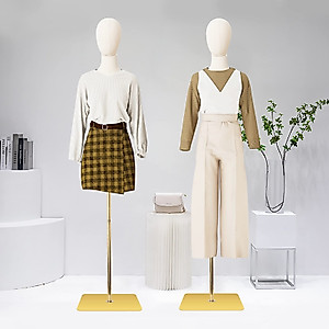 Female Mannequin Torso Dress Forms for Sewing Manicanequin Body Gold Metal Stand Detachable Head for Clothing Dress Jewelry Display, No Hands