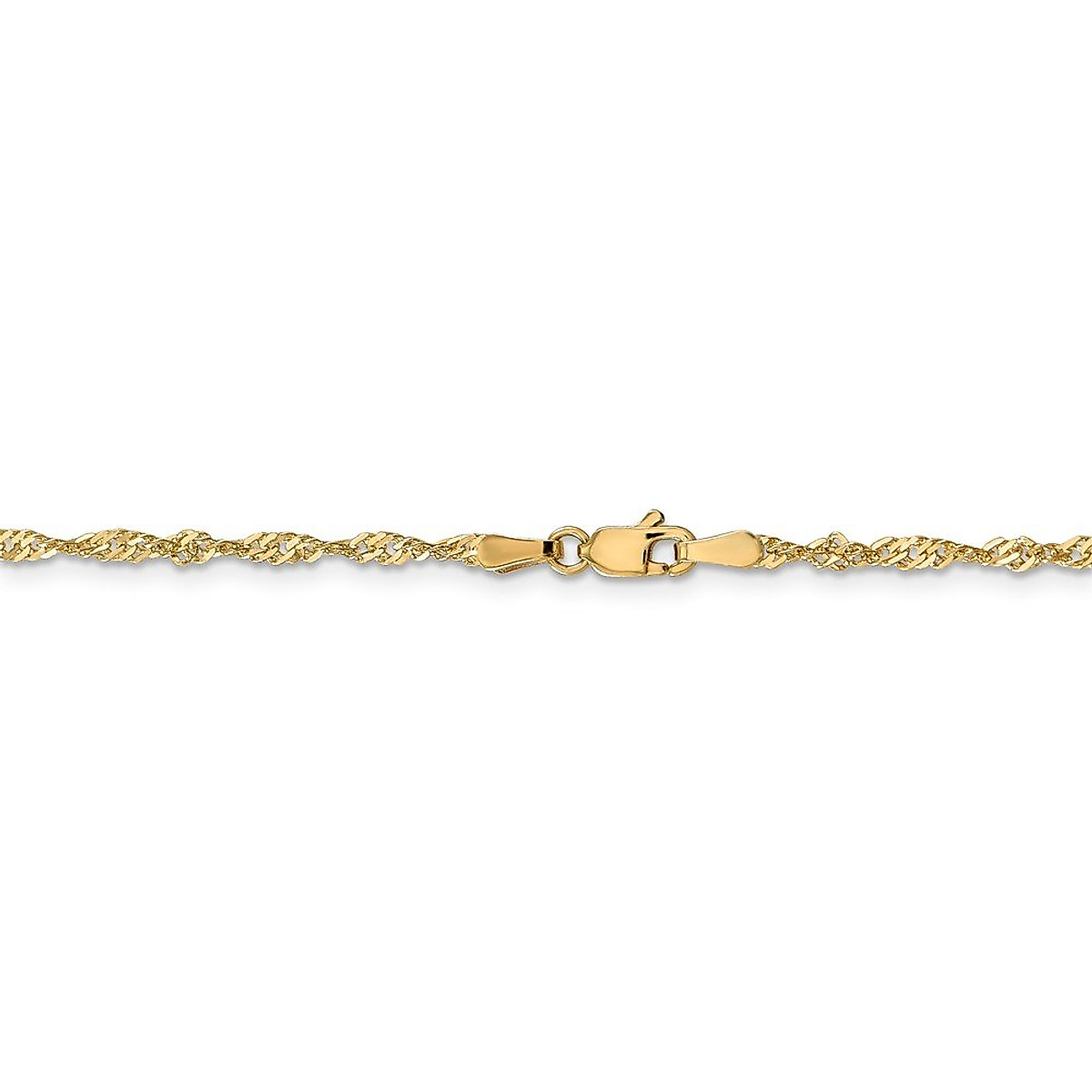 Solid 14k Yellow Gold 2mm Singapore Twist Chain Necklace - with Secure Lobster Lock Clasp 18"