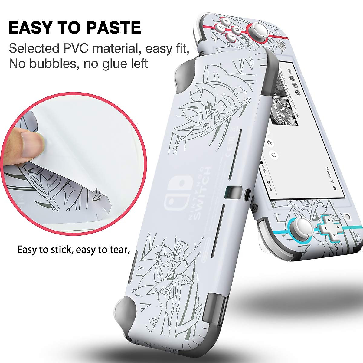 DLseego Switch Lite Skin Cool Pattern Full Wrap Skin Protective Film Sticker Design for Switch Lite-Gray