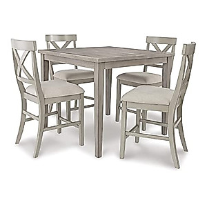 Signature Design by Ashley Parellen Modern Square Counter Height Dining Table, Gray