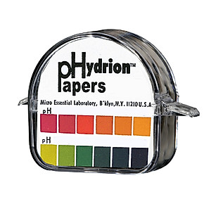 Micro Essential Lab 50 Polystyrene Hydrion Wide Range pH Test Paper Dispenser, 1 - 12 pH, Single Roll