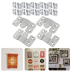 Angoily 15 Pairs Frame Hanger Picture Frame Backing Clips Interlocking Photo Frame Hook Mirror Brackets Interlocking Hooks Mirror Mount Keyhole Bracket Back Clip French Stainless Steel