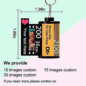 GIFTSDIY Custom Camera Film Roll Keychain,Camera Photo Roll Keychain with Reel Album 10 Pictures
