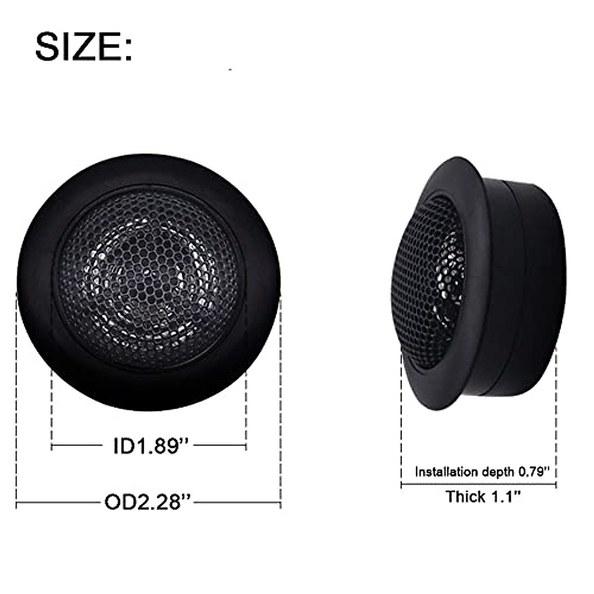 CYDZSW 1 Inch Tweeters for Car Audio,Door Speakers,Super Tweeter Pods Component Cars Parts Black(Pair),CT-001,Wired Connection