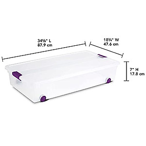 Sterilite 60 Quart Multipurpose Plastic ClearView Secure Latching Lid Wheeled Underbed Box Container for Home or Office Organization, (12 Pack)