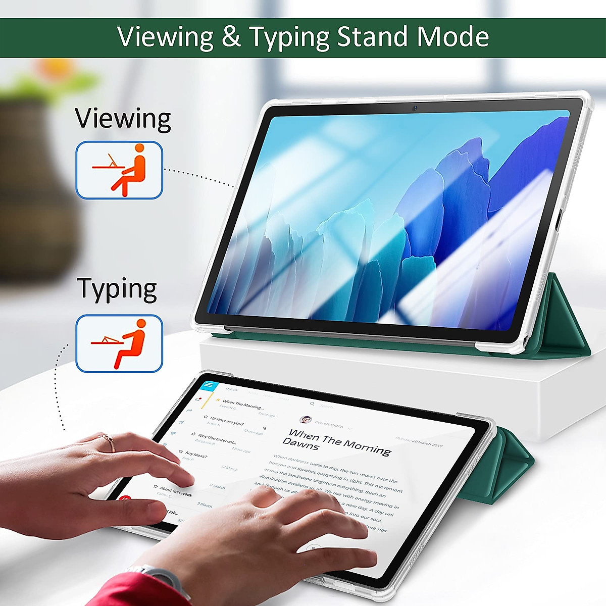 Galaxy Tab A7 Case 10.4 Inch (SM-T500 T503 T505 T507), Protective Stand Case Clear Hard Shell Cover for 10.4 Inch Samsung Tab A7 Tablet 2020 - Green