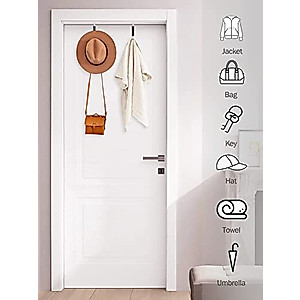 Over The Door Hook - 4 Pack Single Hooks Hanger Metal for Hanging Towel Coats Clothes Hats Bags Bathroom | Black