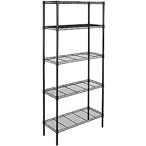 be current 5-Shelf Shelving Storage Units, Adjustable Heavy Duty Metal Shelf Wire Storage Rack for Home Office Garage Kitchen Bathroom Organi Black
