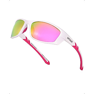 Myiaur Polarized Sports Sunglasses for Women Men UV Protection Mirrored Lens Sturdy Stylish Wrap Around Shades M8140