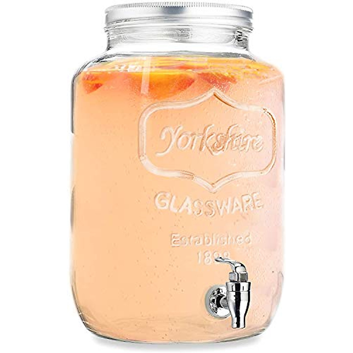 Estilo Glass Drink Dispenser 2 Gallon, Mason Jar Beverage Dispenser, Clear - Leak Free Spigot and Lid, Strong Glass for Parties, Weddings, and Picnics
