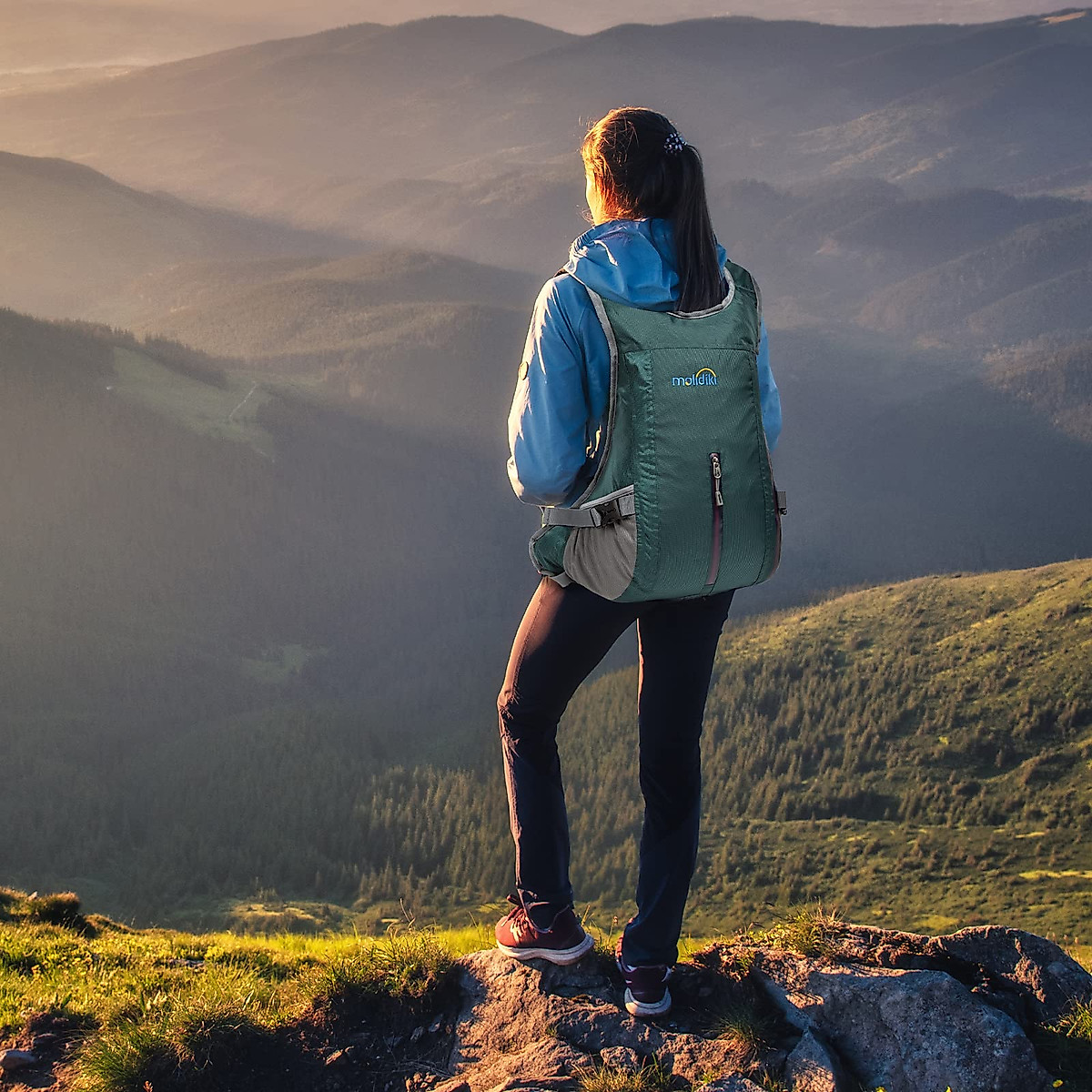 Hiking Daypack,Water Resistant Lightweight Packable Backpack, Foldable Backpack for Travel Camping Outdoor, Women Men Use (Army green)