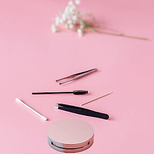 Qeuly 3 Pack Eyelash Case, Circle lash Packaging Case with Makeup Mirror, Eyelash Storage Empty Box with False Eyelash Holder for Women and Girls (Rose Gold)