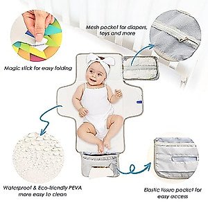 Bright Rainbow Spiral Psychedelic Portable Baby Changing Pad Diaper Changing Table Pad Foldable Waterproof Travel Changing Station with Built-in Pillow for Unisex Baby Newborn Gift