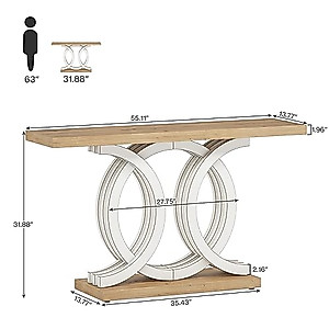 Tribesigns 55 in Console Table with Geometric Base, Modern Hallway Table, Wooden Entryway Table, Foyer Sofa Table, Unique Long Accent Table for Decoration and Organization (White) Brand