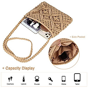 LUI SUI Women’s Handwoven Crossbody Purse Summer Beach Clutch Purses Woven Handmade Shoulder Handbag