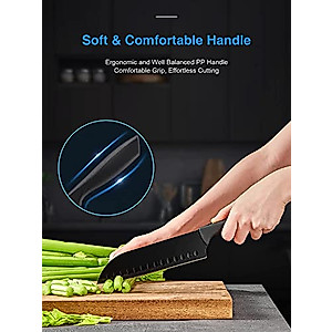 KDIK 16 PCS High Carbon Stainless Steel Kitchen Knife Set, BO Oxidation, No Rust, Sharp Cutlery Black Knife Set with Acrylic Stand and Serrated Steak Knives,AB112