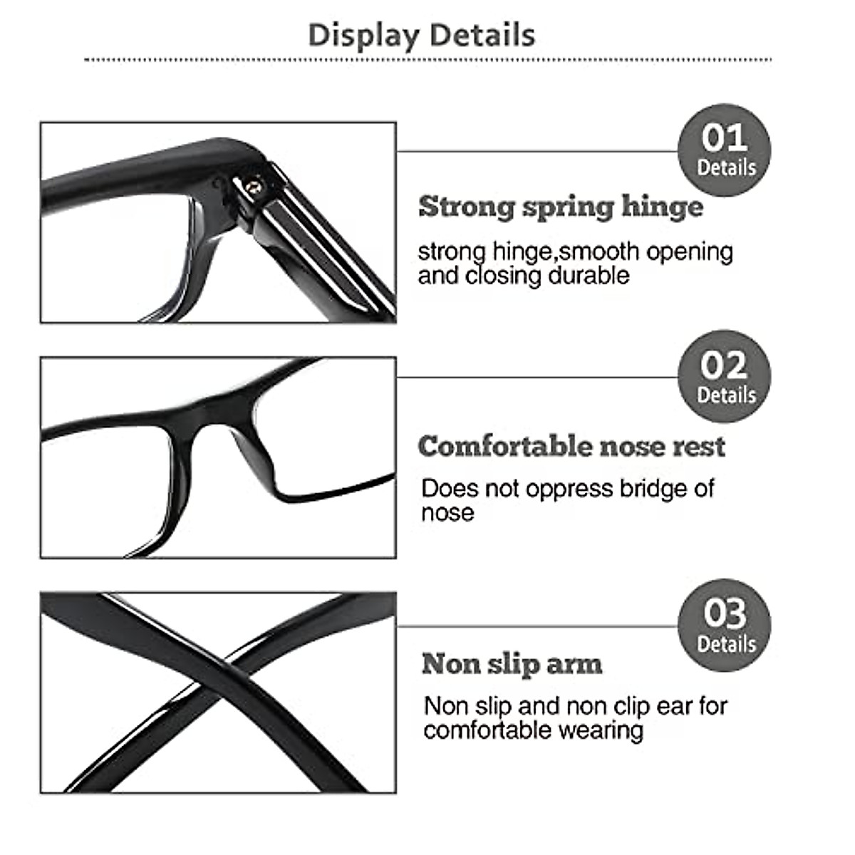 BIENCOOL 6 Pack Reading Glasses Traditional Frames for Men and Women Readers with Spring Loaded Hinges (6 Pack Black, 1.50, multiplier_x)