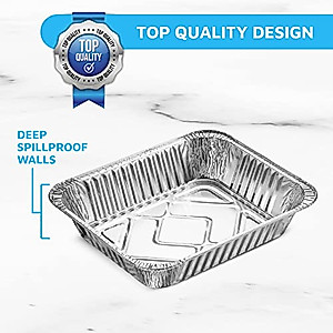 MontoPack Aluminum Foil Pans Half Size Roasting Chafing Pan | Bulk 10 Pack of 9x13 Tins for Cooking, Baking & Catering | Heavy Duty Disposable Cookware Steam Table Trays for Buffet & Food Prepping