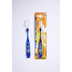 OUR REFLECTIONS Kids Manual Light Up 60 Seconds Timer Toothbrush, Suction Cup, Soft Bristles, Ages 3 and up. John (John Light Up Timer Toothbrush, Blue)