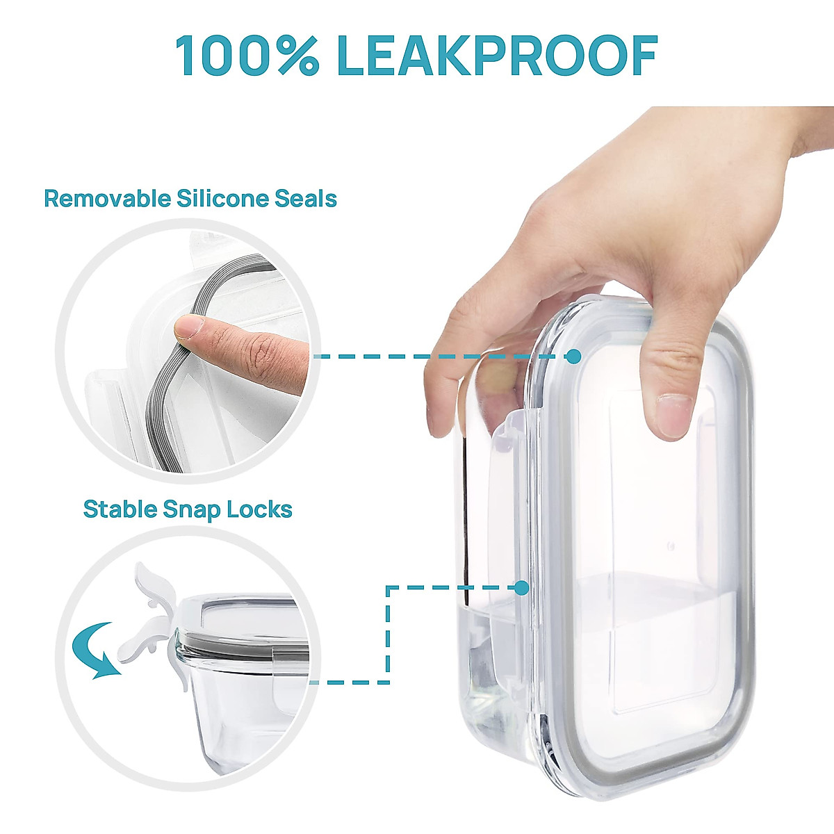 Vtopmart 8 Pack Glass Food Storage Containers with Airtight Lids, Glass Meal Prep Containers, Bento Boxes for Lunch, for Microwave, Oven, Freezer and Dishwasher, BPA Free